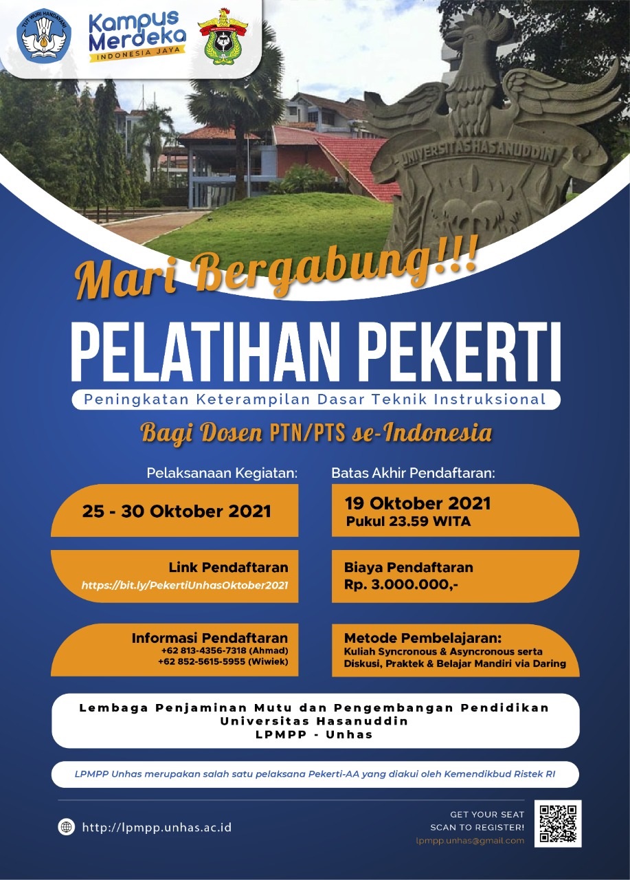 Pelatihan PEKERTI Bulan Oktober 2021 - LPMPP UNHAS